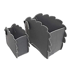 NoJo Grey Felt Hedgehog Shaped 2Piece Nursery Storage Caddy Set, Grey, White