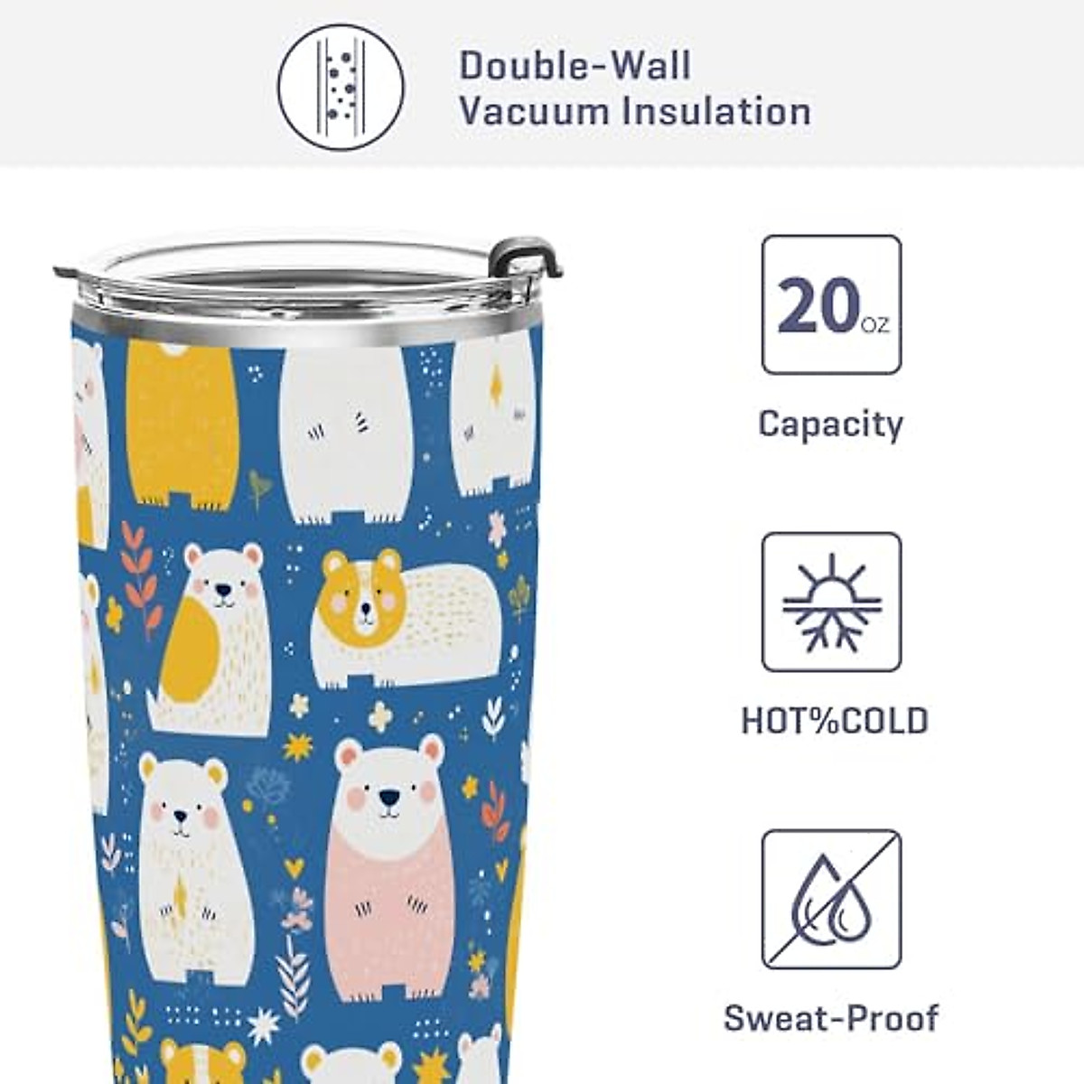 sanluoli Mr &mrs Bear Pink Blue Stainless Steel vacuum insulated water bottle Leak-proof Lid and Straw coffee mug for café cute tumblers with lids and straws 20 OZ