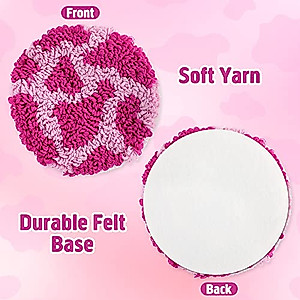 Preppy Tufted Coasters Smiling Face Cute Heart Pink Pastel Rug Funny Cup for Table Gifts Desk Coffee Room Kitchen Decor Drinks Housewarming Gift Y2K Aesthetic Stuff for Women Girls Students 4PCS