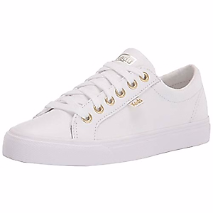Keds womens Jump Kick Leather Sneaker, White/Gold, 6.5 US