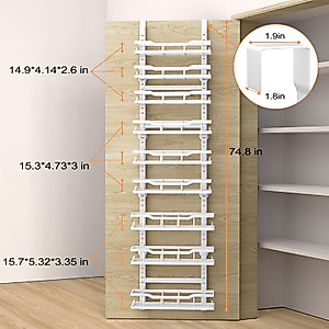 MSERCUOR Over The Door Pantry Organizer Rack, 9-Tier Metal Pantry Organization And Storage with Adjustable Baskets, Hanging Spice Rack for Home & Kitchen Laundry Room Bathroom (9 Tier White)