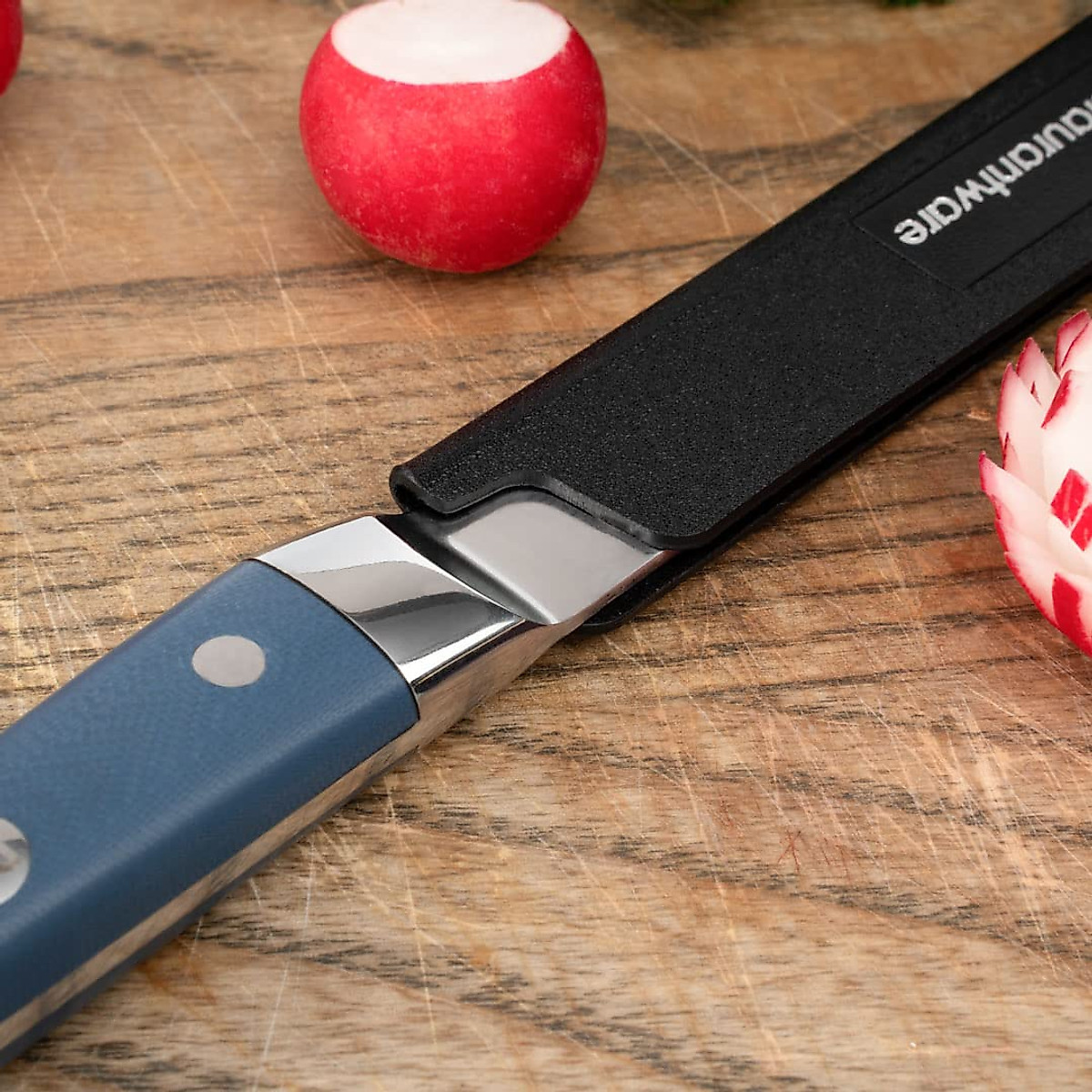 Restaurantware Sensei 4.7 x 1 Inch Knife Sleeve, 1 BPA-Free Knife Protector - Fits Paring Knife, Felt Lining, Black Plastic Knife Blade Guard, Durable, Cut-Proof