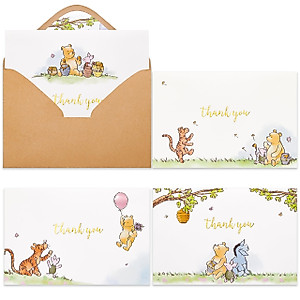 Crisky 50 Pack Cute Bear Thank You Cards Blank Inside with Envelopes and Stickers for Birthdays, Baby Showers, Friendsgiving