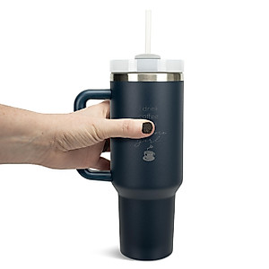 Elanze Designs I Drink Coffee Like A Gilmore Girl 40 oz. Stainless Steel, Large Water Bottle Coffee Mug, Spill & Leak Resistant, Thermal Travel Tumbler with Handle, Lid & Straw, Navy Blue