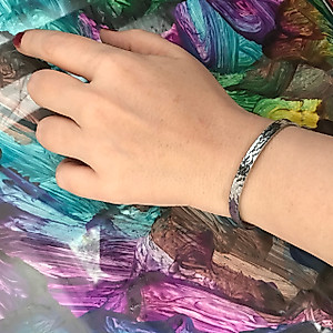 Loralyn Designs Stainless Steel Hammered Texture Cuff Bracelet Womens, Grey