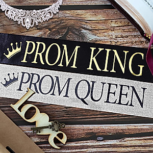 4 Pcs Prom King and Queen Crown Set with Sashes Prom King and Queen Sashes Suit Shiny Satin Prom Crowns Tiara Sash for Prom Birthday Wedding School Graduate Party Favors