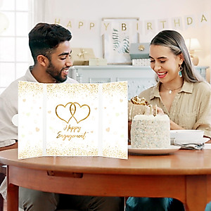 Engagement Party Decorations White Gold Happy Engagement Guest Book Creative Engagement Signature Book Alternative Engagement Sign Greeting Card Gifts for Couple Engagement Decorations Party Supplies