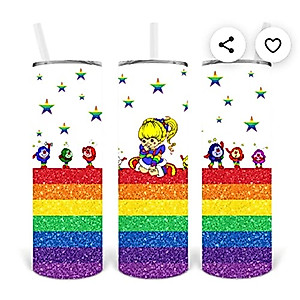 80s Rainbow Girl 20oz color changing/glow in the dark Tumbler with lid and straw