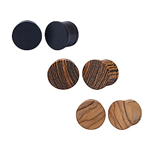 blue palm jewelry Set of 3 Pairs Organic Wood Single Flared Saddle Ear Plugs Expander Ebony Sono Teak Wood Ear Plugs E611