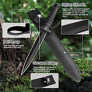 liuliang1 12.2'' EDC Straight Edge Tactical Bowie Knife with Sheath Survival Hunting Tactical Combat Knife for Outdoor Camping , Fishing Black
