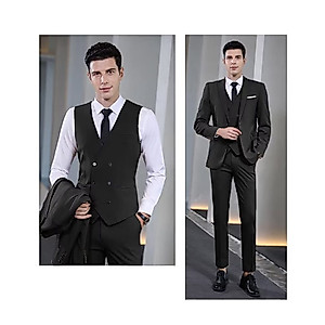 Mens Stylish 3 Piece Dress Suit Classic Fit Wedding Formal Jacket & Vest & Pants Black 4XL