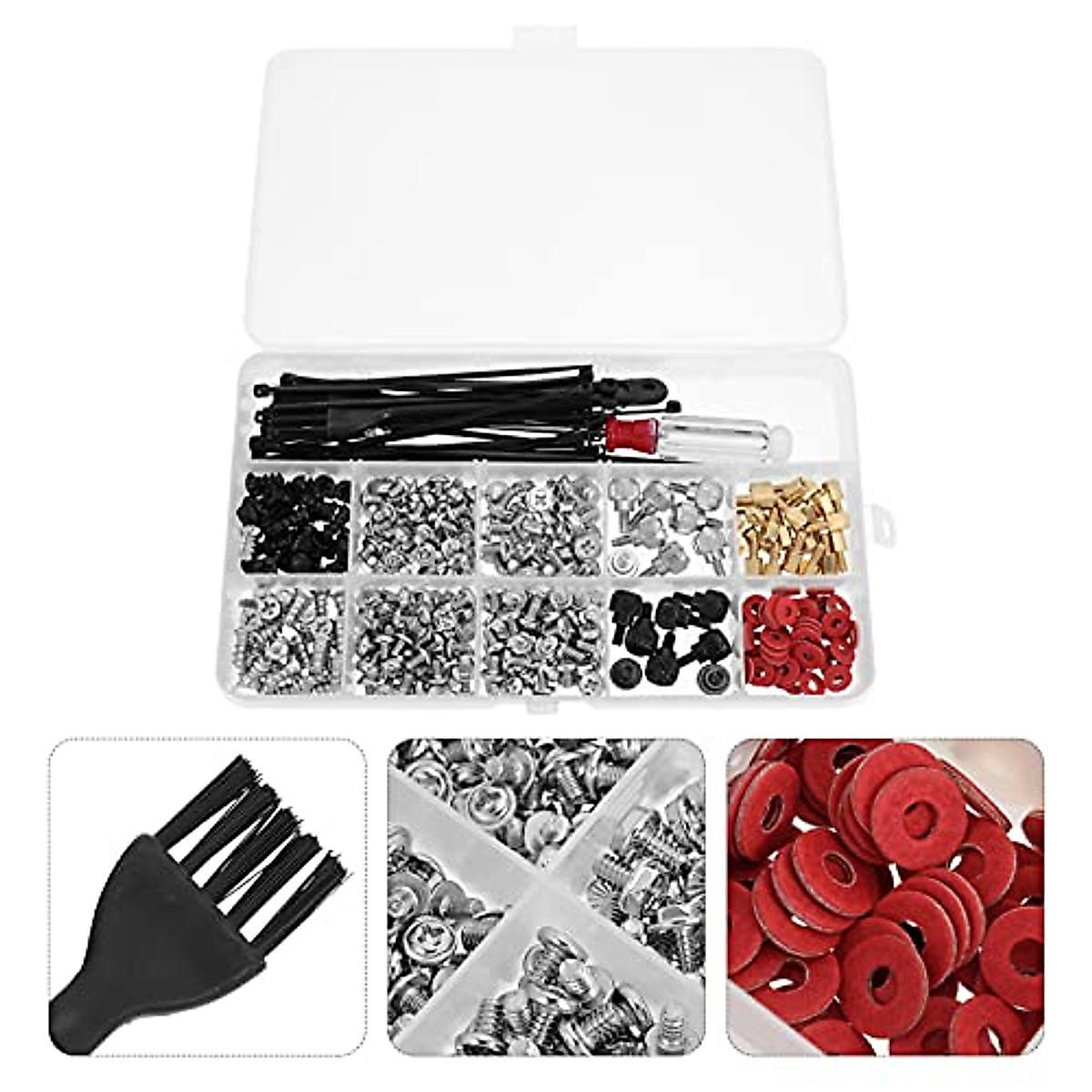 DOITOOL Laptop Accessories PC Accessories Computer Standoffs Screws Assortment Kit with Screwdriver Brush and Tie for Hard Drive Computer Case Motherboard Fan Electronic Case Pc Accessories