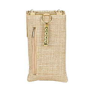 Suman Enterprises Pearl Clutch Silk Saree Clutch Mobile Pouch Waist Clip Ladies Purse Gift For Women & Girls (Golden)
