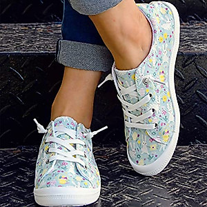Women Shoes Fashion Floral Casual Shoes Flat Soft Soles Wear Casual Shoes Casual Shoes for Women Size 9 Sky Blue