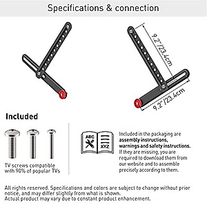 Barkan Universal Soundbar Mount, Adjustable Bracket for Mounting Above or Under The TV, Sizes 13-80 inch, Fits Most of Sound Bars Up to 14 lbs, Easy Assembly Black