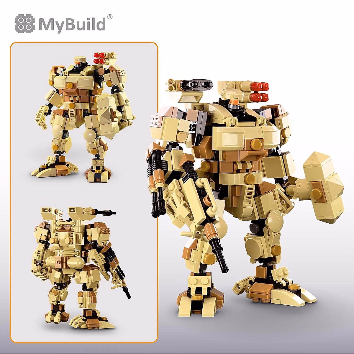 MyBuild Mecha Frame Titan - Toy Building Sets Mecha 6 Inches, Build Robot Mech, Adjustable Action Poses, All Major Building Bricks Compatible, for Mech Fans