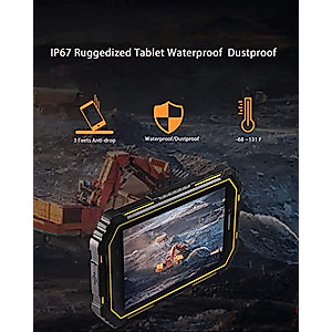 Bix Rugged Android Tablet, 7" IP67 Water Resistant Ruggedized Tablet with Octa-Core CPU,Android 9.0, 4GB RAM,64GB Storage, Wi-Fi, 13 Mega Camera,Waterproof Tablet for Enterprise Mobile Field Work