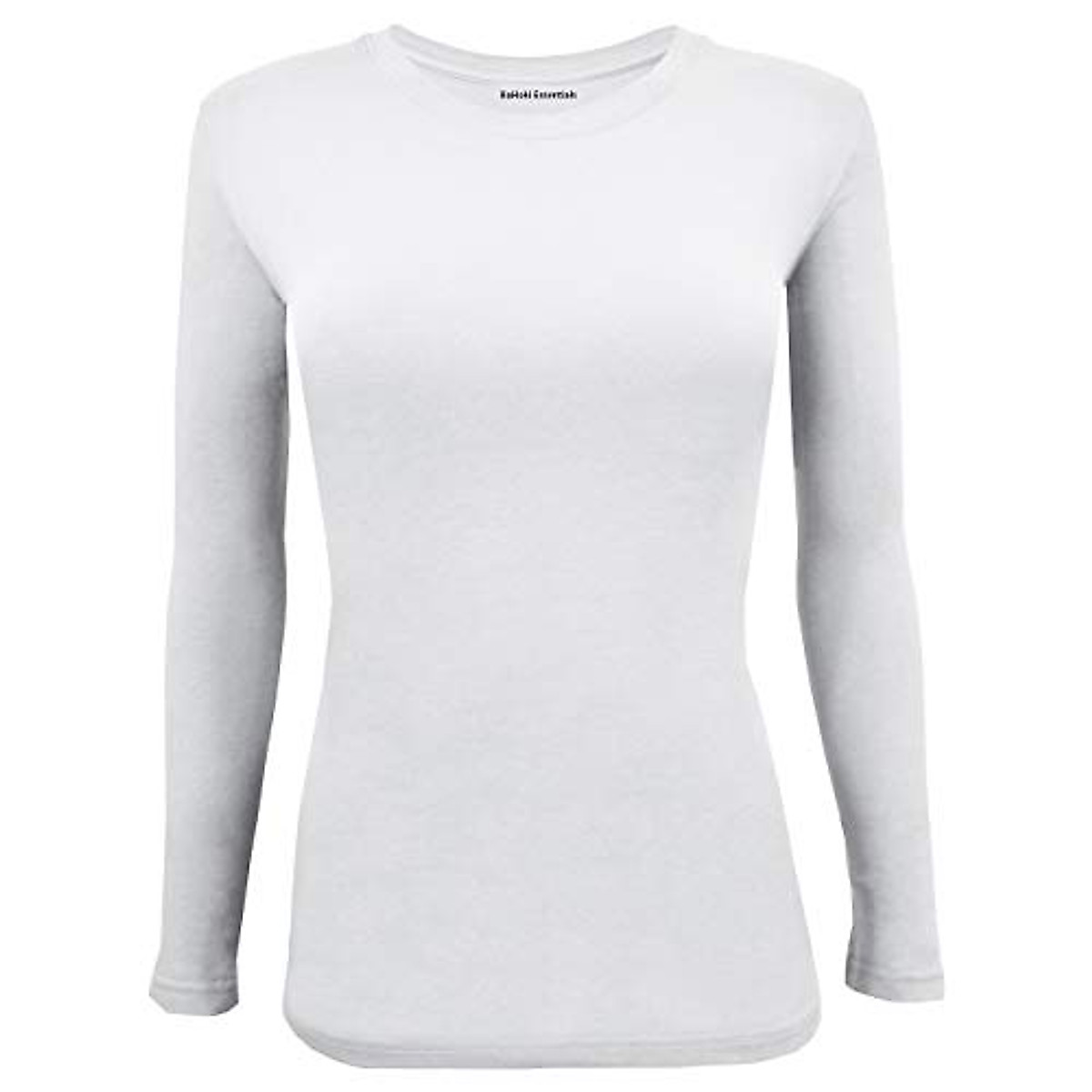 BaHoki Essentials Long Sleeve Undershirts for Scrubs - Great Stretch and Layering Piece - Multipurpose and Durable (White, M)