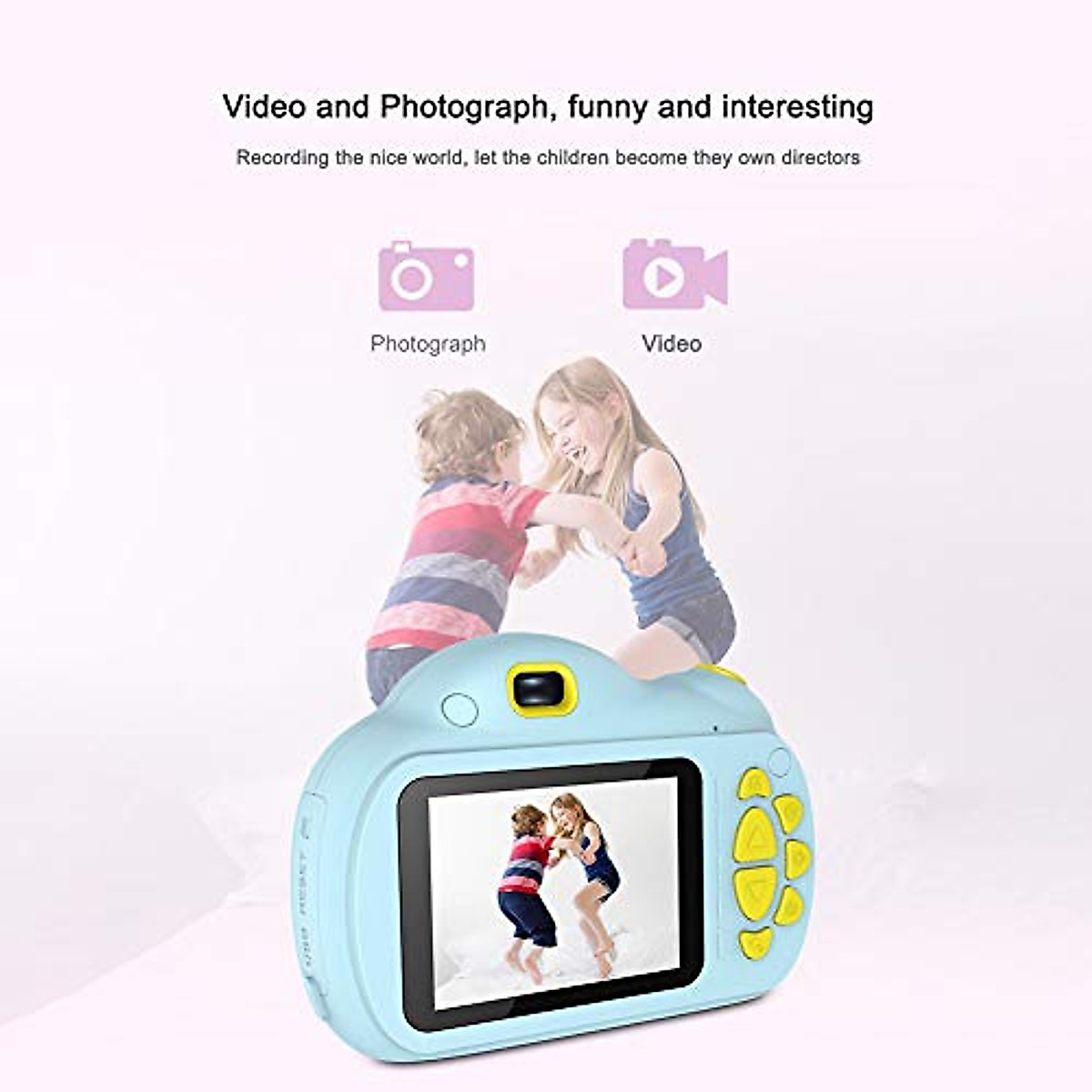 Mini Digital Camera Child Camera Toy Cartoon Video Recorder Can Shoot Camera 1080P 8MP Camera,Blue,16GB