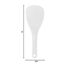 pizarra Kitchen Dotted White Plastic Flat Rice Scoop Paddle Meal Spoon