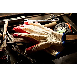 G & F Products 3106-10 String Knit Palm, Latex Dipped Nitrile Coated Work Gloves For General Purpose, 10-Pairsper Pack, Red, Large