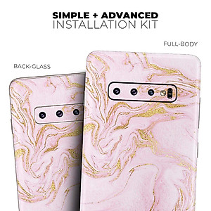 DesignSkinz Rose Pink Marble & Digital Gold Frosted Foil V12 Protective Vinyl Decal Wrap Skin Cover Compatible with The Samsung Galaxy S20 (Screen Trim & Back Glass Skin)