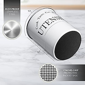 Bartnelli Large Kitchen Utensil Holder Organizer For Countertop, Farmhouse Storage Caddy With Stable Padded Base