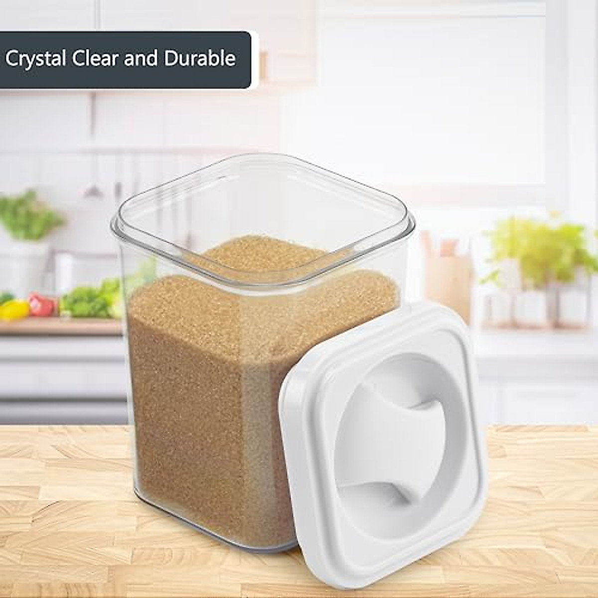Everyday Solutions Airtight Food Storage Containers with Lids - Crystal Clear San Body Containers for Organizing Kitchen - Easy to Open/Close Lids with Ergonomic Knob Design - 1.1 QT