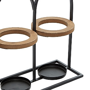 Deco 79 Metal Bottle Shaped 3 Bottle Wine Holder, 17" x 5" x 16", Black