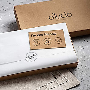 Linen Napkins - Natural 18 x 18 inch, Set of 4 Hemstitch Dinner Napkins Cloth with Embroidered Dot - Cloth Napkins from 100% French Flax, Natural Fabric