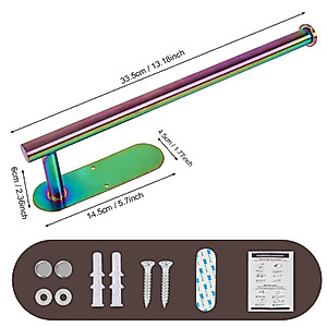 Paper Towel Holder Under Cabinet, Self-Adhesive or Drilling Rainbow Paper Towel Rack Wall Mount, SUS304 Stainless Steel Paper Towels Roll for Kitchen, Pantry, Sink, Bathroom