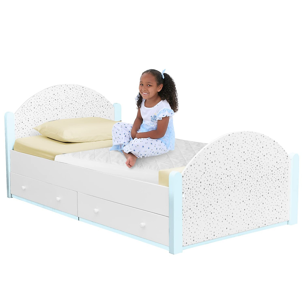 Kids Waterproof Bed Pad - Washable Underpad with Tuck in Sides - Soft Quilted Reusable Bed Wetting Protection for Potty Training Children (Toddler and Single Bed Size) - by BrightCare