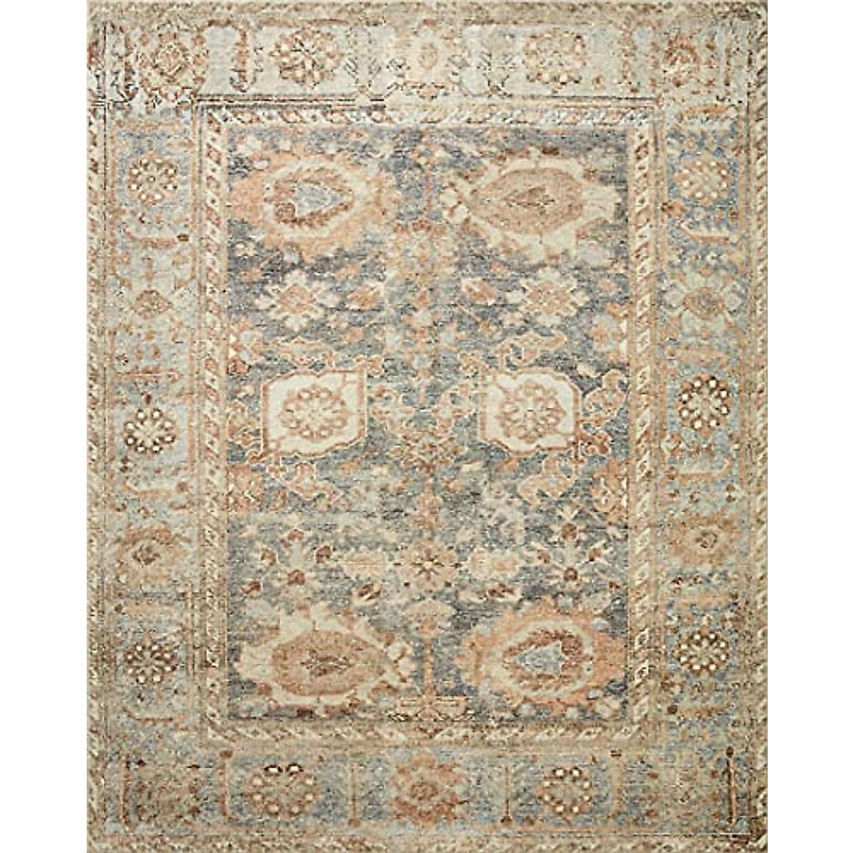 Loloi II Margot Collection MAT-03 Ocean/Spice, Traditional 7'-6" x 9'-6" Area Rug