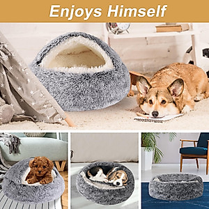Dog Beds for Small Dogs, Cat Bed Cave, Washable Cute Cat Bed, Cozy Nook Pet Bed for Dogs or Cats, Anti-Slip Puppy Bed Fits up to 12 lbs Pets(Grey, 20" x 20")