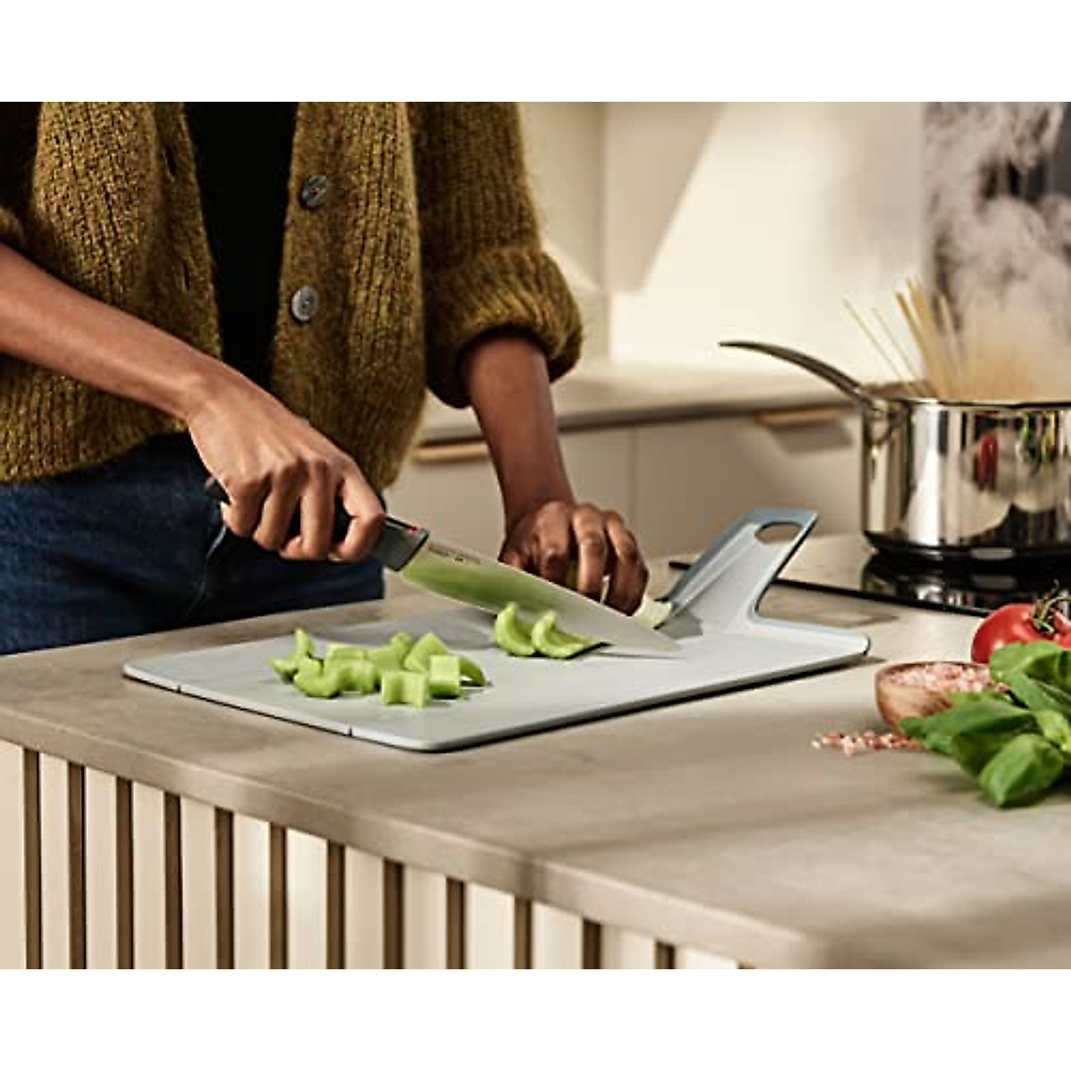 Joseph Joseph Chop2Pot Plus Folding Chopping Board (Regular) - Pale Blue Medium