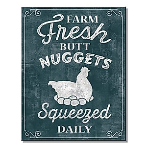 Desperate Enterprises Farm Fresh Butt Nuggets Tin Sign - Nostalgic Vintage Metal Wall Decor - Made in USA