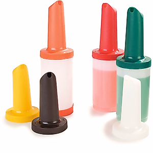 Carlisle FoodService Products Pourplus Store 'N Pour Bottle Spouts Pour Spouts with Integrated Neck for Bar, Kitchen, And Restaurants, Plastic, 3.5 Inch Diameter, White, (Pack of 12)