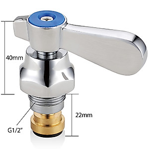 Favorpo Brass Spindle Assembly Valve Replacement Cold Side Handle Stem Assembly Replacement Fits for Commercial Sink Faucet