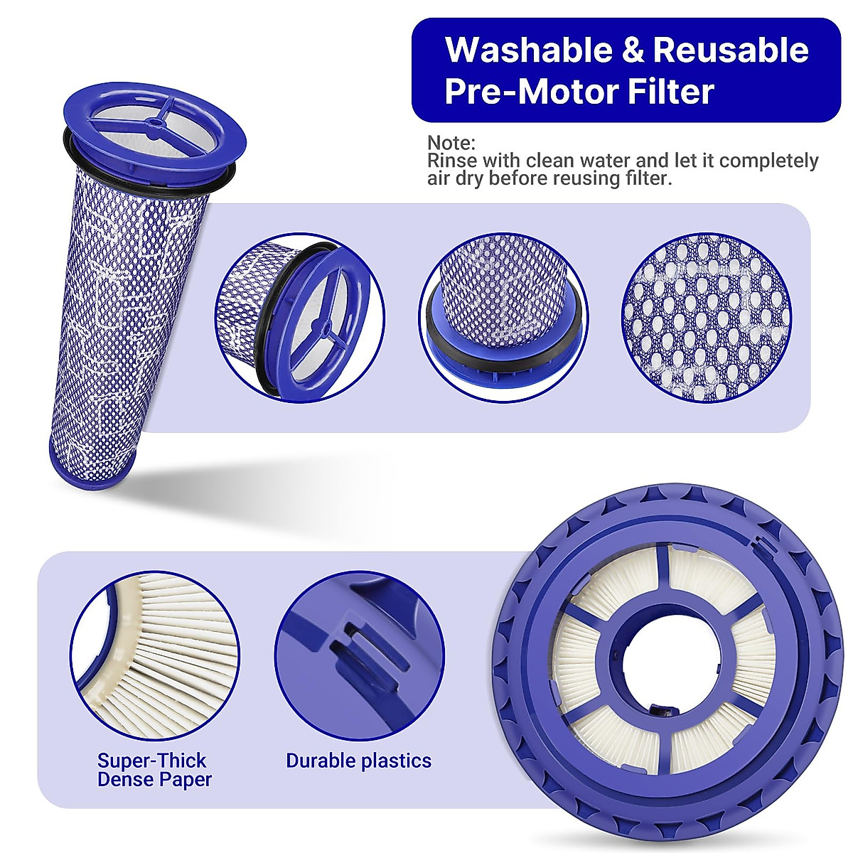 Lemige 2 Pack Post Filters & 2 Pack Pre Filters Replacement for Dyson DC41 DC65 DC66 UP13 UP20 Animal, Multi Floor and Ball Vacuums, Compare to Part #920769-01&920640-01