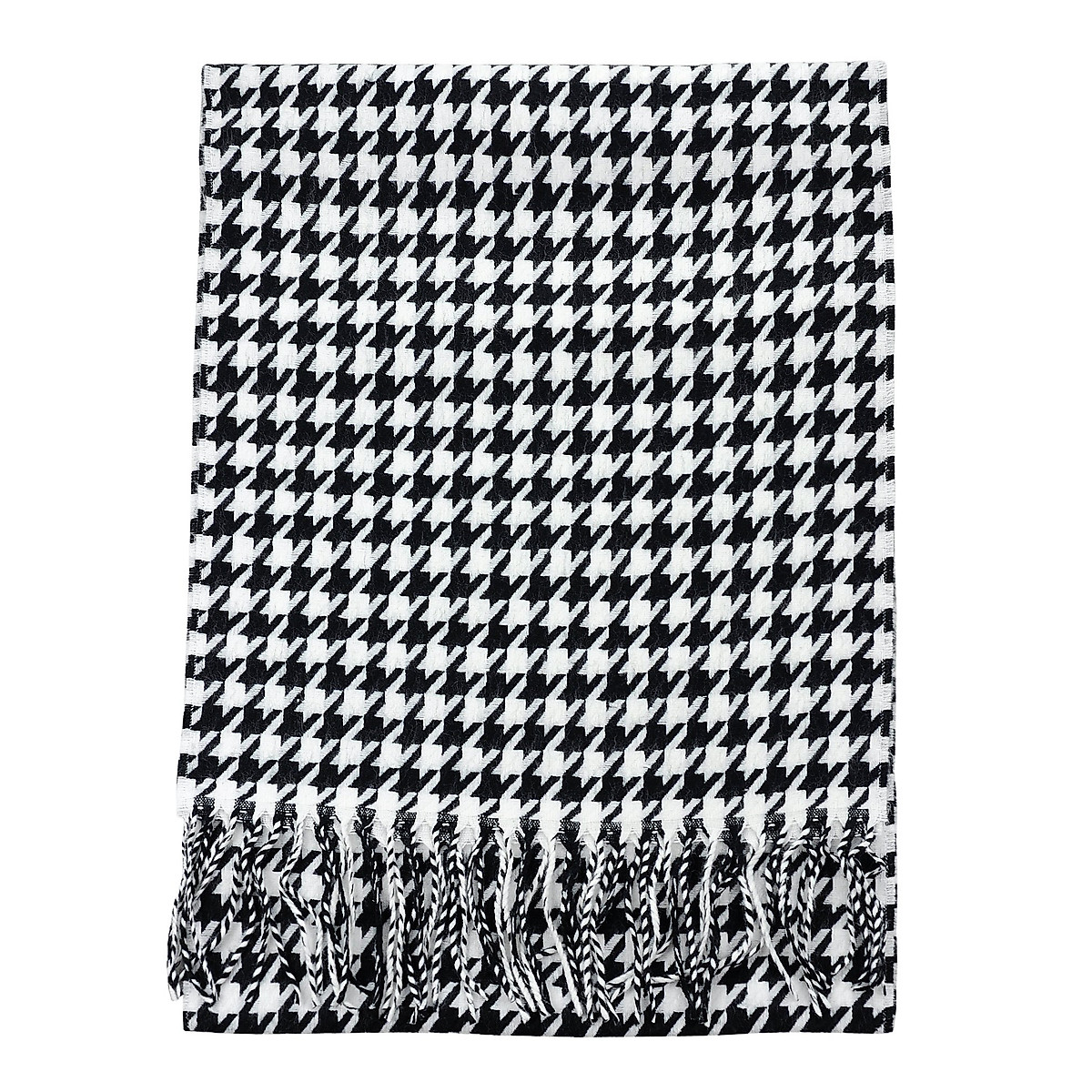 D&Y Unisex Classic Softer Than Cashmere Chevron Fringe End Scarf, Black/White