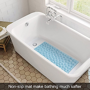 Non-Slip Bathtub Mat OTHWAY Soft Rubber Bathroom Bathmat with Strong Suction Cups (Lake Blue)