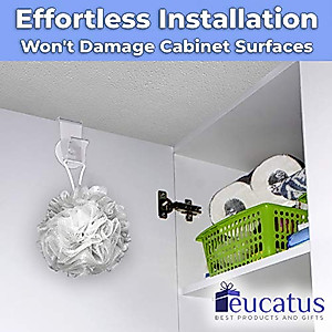Space Saving, Damage Free Cabinet Door Hooks with Suction Cups. Great for Bathroom or Kitchen Cabinets. Best Multi Use Clear Hook for Storage and Organization. Perfect Removable, Under Sink Organizer