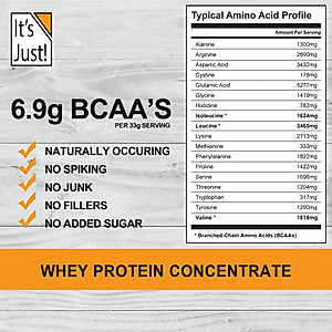 It's Just! - 100% Whey Protein Concentrate, Made in USA, Premium WPC-80, No Added Flavors or Artificial Sweeteners (Original/Unflavored, 20oz)