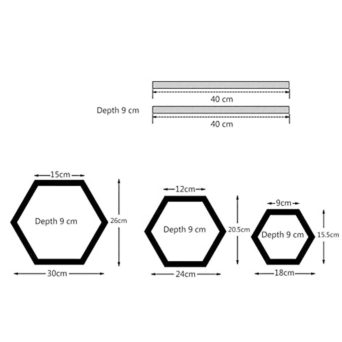 Aumneppa Hexagon Floating Shelves Set of 5, Wall Mounted Wood Farmhouse Storage Honeycomb Wall Shelf for Wall Decor, Bathroom, Kitchen, Bedroom, Living Room, Office and More (Natural)