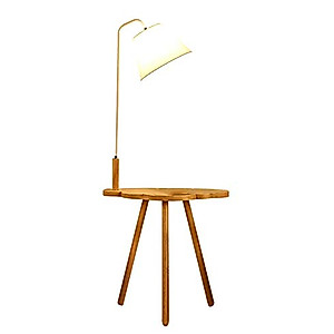 TANGIST Nordic Wood Floor Lamp | Modern Minimalist Style Standing Lamp with Wood Shelf for Living Room Bedroom Study Room Modern Style Home Decoration