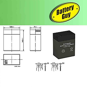 BatteryGuy 6V 14.0Ah SLA Battery - BG-6120FP (Rechargeable) - Qty of 1