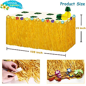 JOPHMO Tropical Luau Party Decoration Pack Hawaiian Beach Theme Party Favors Luau Party Supplies (112 PCS) including Banner, Table Skirt, Straws, Flamingo, Pineapple Décors.