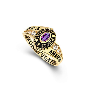 Customized Sterling Silver or 10kt Gold Women’s High School and College Class Ring - Pageantry Collection – MEMENTOS JEWELRY (Sterling Silver Gold Plated)