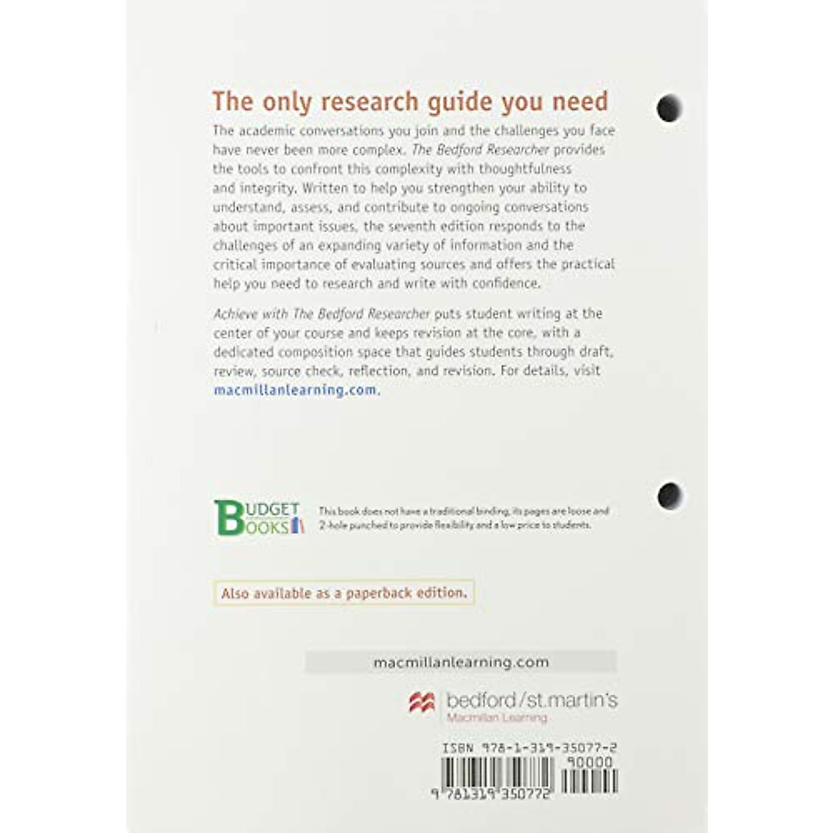 Loose-leaf Version for The Bedford Researcher