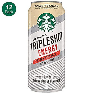 Starbucks Tripleshot Energy Extra Strength, French Vanilla, 15oz Cans (12 Pack) & Doubleshot, Espresso + Cream, 6.5 Fluid Ounce, Pack of 12
